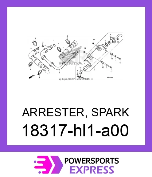 18317-HL1-A00 ARRESTER, SPARK fits Honda Powersports