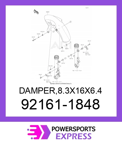 92161-1848 DAMPER,8.3X16X6.4 fits Kawasaki Motorcycle