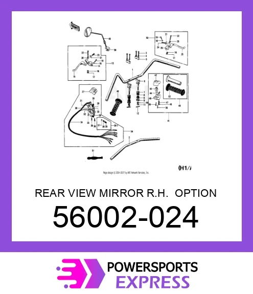 56002-024 REAR VIEW MIRROR R.H. OPTION fits KAWASAKI MOTORCYCLE