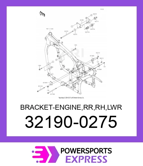 32190-0275 BRACKET-ENGINE,RR,RH,LWR fits Kawasaki Motorcycle