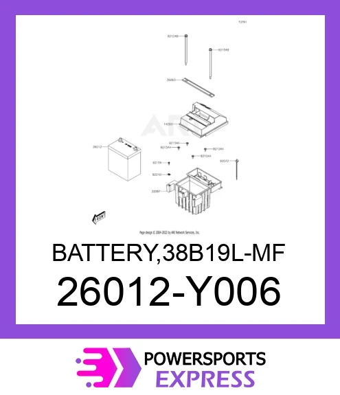 26012-Y006 BATTERY,38B19L-MF fits KAWASAKI MOTORCYCLE