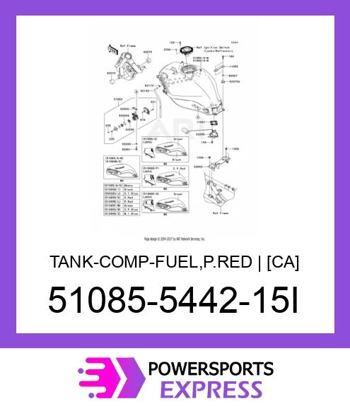 51085-5442-15I TANK-COMP-FUEL,P.RED [CA] fits KAWASAKI MOTORCYCLE