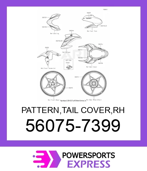 56075-7399 PATTERN,TAIL COVER,RH fits Kawasaki Motorcycle