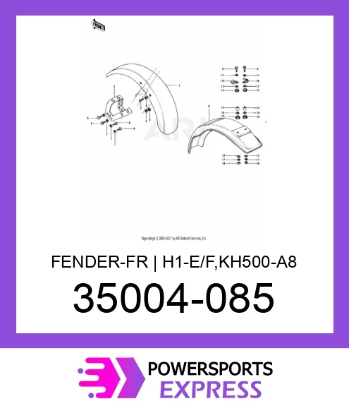 35004-085 FENDER-FR H1-E/F,KH500-A8 fits KAWASAKI MOTORCYCLE