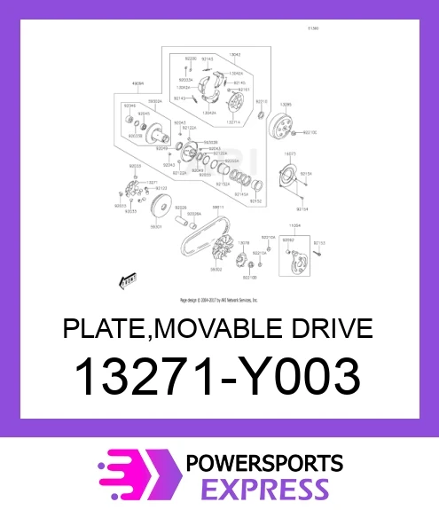 13271-Y003 PLATE,MOVABLE DRIVE fits Kawasaki Motorcycle