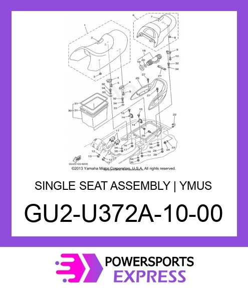 GU2-U372A-10-00 SINGLE SEAT ASSEMBLY YMUS fits YAMAHA