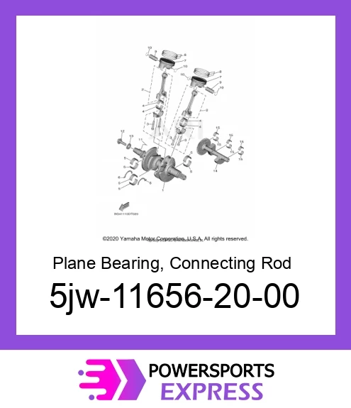 5JW-11656-20-00 Plane Bearing, Connecting Rod UR BROWN fits Yamaha