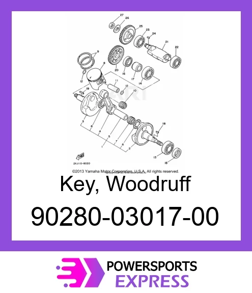 90280-03017-00 Key, Woodruff fits Yamaha